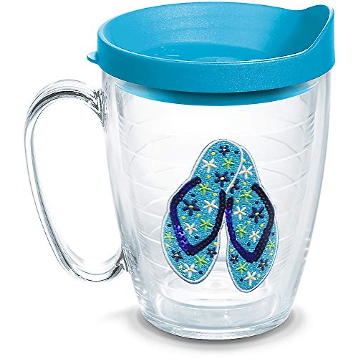 Tervis Sequins Flip Flops Made in USA Double Walled Insulated Tumbler Cup Keeps Drinks Cold & Hot, 16oz Mug, Clear