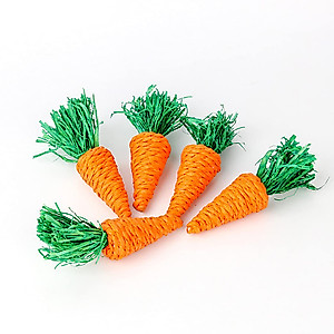 5Pcs Bunny Chew Toy for Teeth Cleaning Natural Hay Treat Grass Carrot for Rabbit Chinchilla Hamster Guinea Pig Play hay Treat for Rabbits