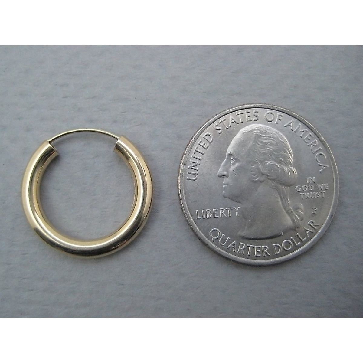 Medium 14K Yellow Gold 3mm Wide Thick Continuous Endless Hoop Earrings, (3/4 inch - 3mm Tube) (19mm)