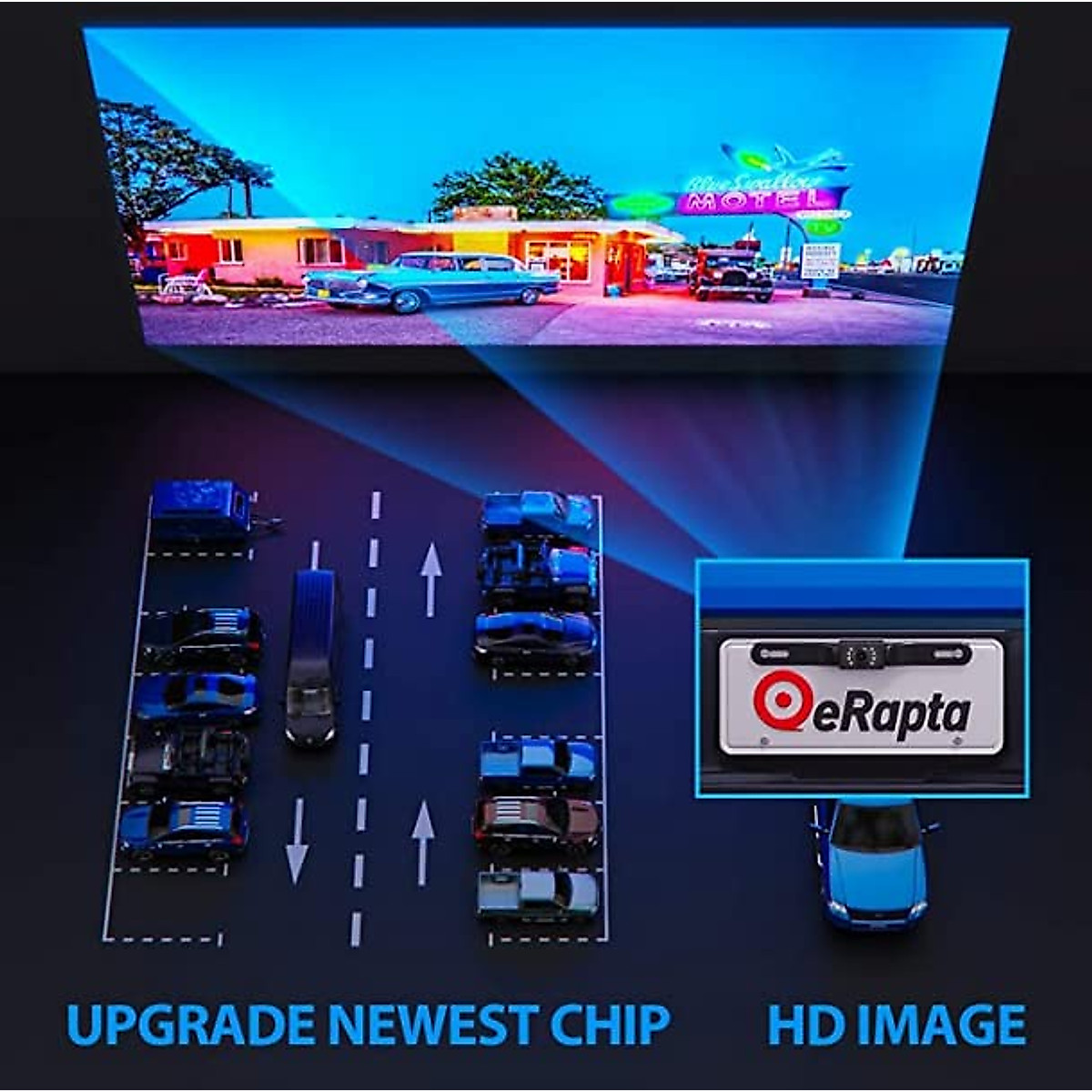 eRapta 1080P Wireless Backup Camera with Monitor ERT03, Stable Signal 4.3'' HD Monitor, IP69K Reverse Camera for Trucks Car Sedans etc.