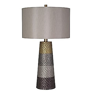 Catalina 20695-001 Modern Hammered Metal Striped Table Lamp, LED Bulb Included, 31.5", Brown