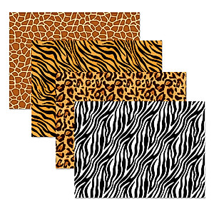 Jungle Safari Animal Print Wrapping Paper Set, 8 Sheets Leopard Animal Print Gift Wrapping Paper 4 Design Jungle Zoo Animal Print Party Supplies for Safari Zoo Birthday Party Supplies 20'' x 27''