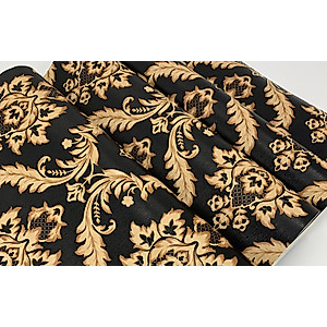 Q QIHANG European Style Gold - Flecked Process Damask PVC Wallpaper Black Colors 0.53m(1.73') x 10m(32.8')=5.3㎡(57sq.ft)