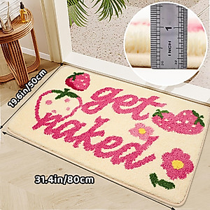 Enhopty Get Naked Bath Mat Strawberry Flower Bathroom Rugs Fun Cute Door Mat Non Slip Microfiber Absorbent Shower Rugs for Home Tub Bedroom…