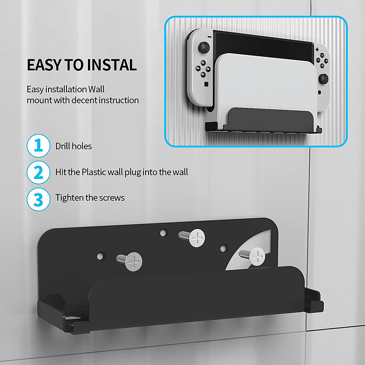 Anbage Wall Mount Holder for Nintendo Switch, Black