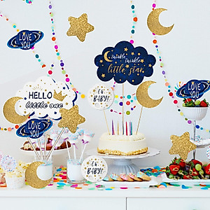 24 Pcs Twinkle Small Star Centerpiece Sticks for Baby Shower Star Party Table Toppers Birthday Party Decoration Moon Decoration Glitter Star Centerpieces Birthday Party Supplies