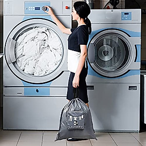 Travel Laundry Bags with Handles and Carabiner, Foldable Travel Laundry Bags for Dirty Clothes, 24"L X 21"W Dirty Laundry Travel Bag with Drawstring Closure, Lightweight Travel Accessories