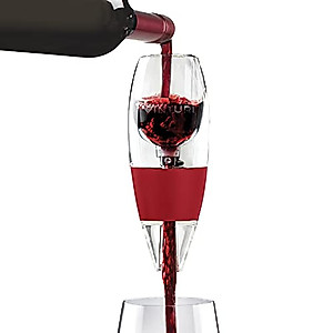 Vinturi Red Wine Aerator Pourer and Decanter Enhances Flavors with Smoother Finish, Includes No-Drip Base, Red
