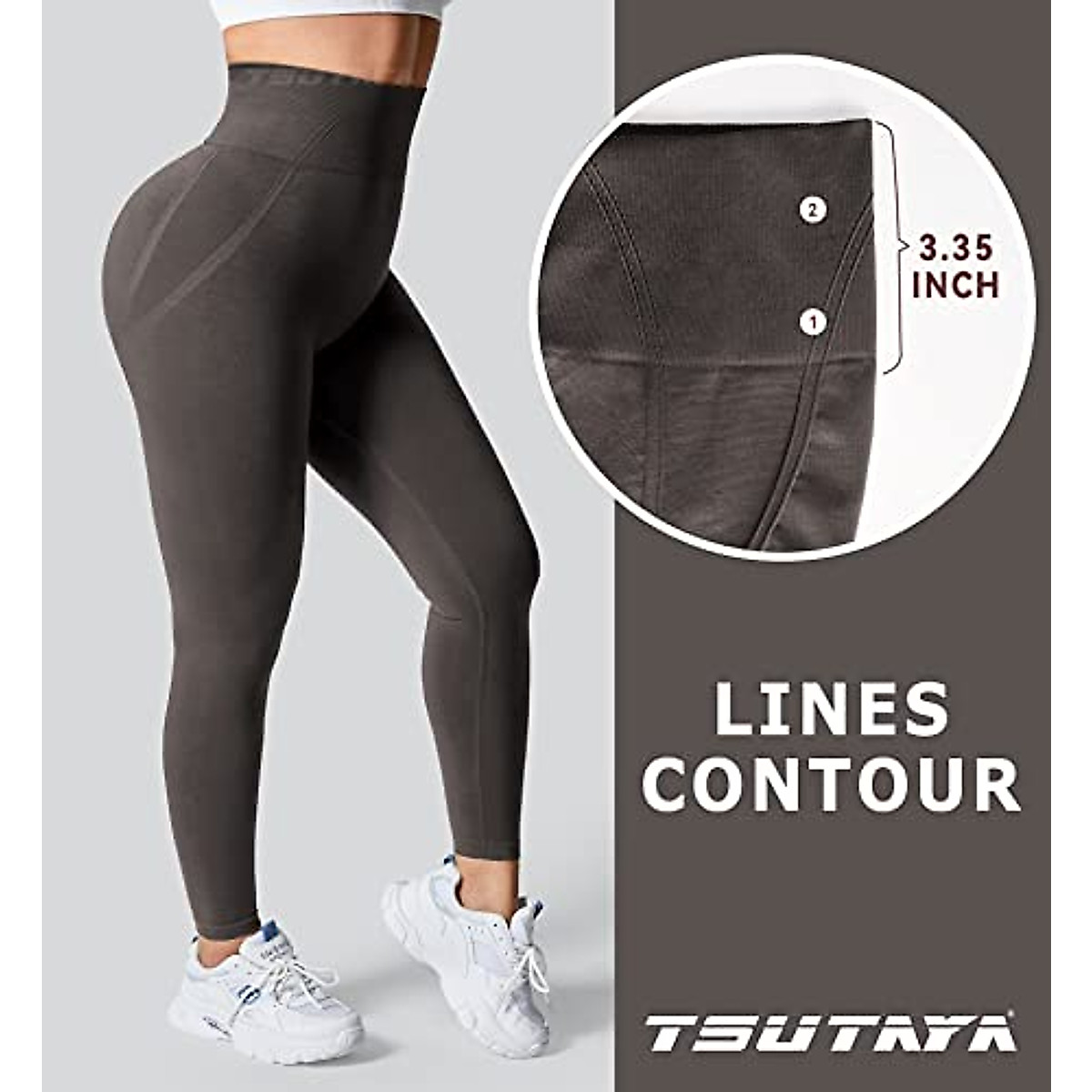 TSUTAYA Seamless Workout Scrunch Leggings for Women Butt Lifting Tummy Control Women's High Waisted Gym Yoga Pants