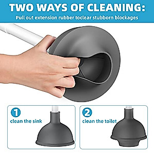 Bthiner Toilet Brush and Plunger Set, 2 in 1 Toilet Bowl Brush Plunger Set with Holder, Bathroom Accessories Combo with Caddy Stand for Deep Cleaning