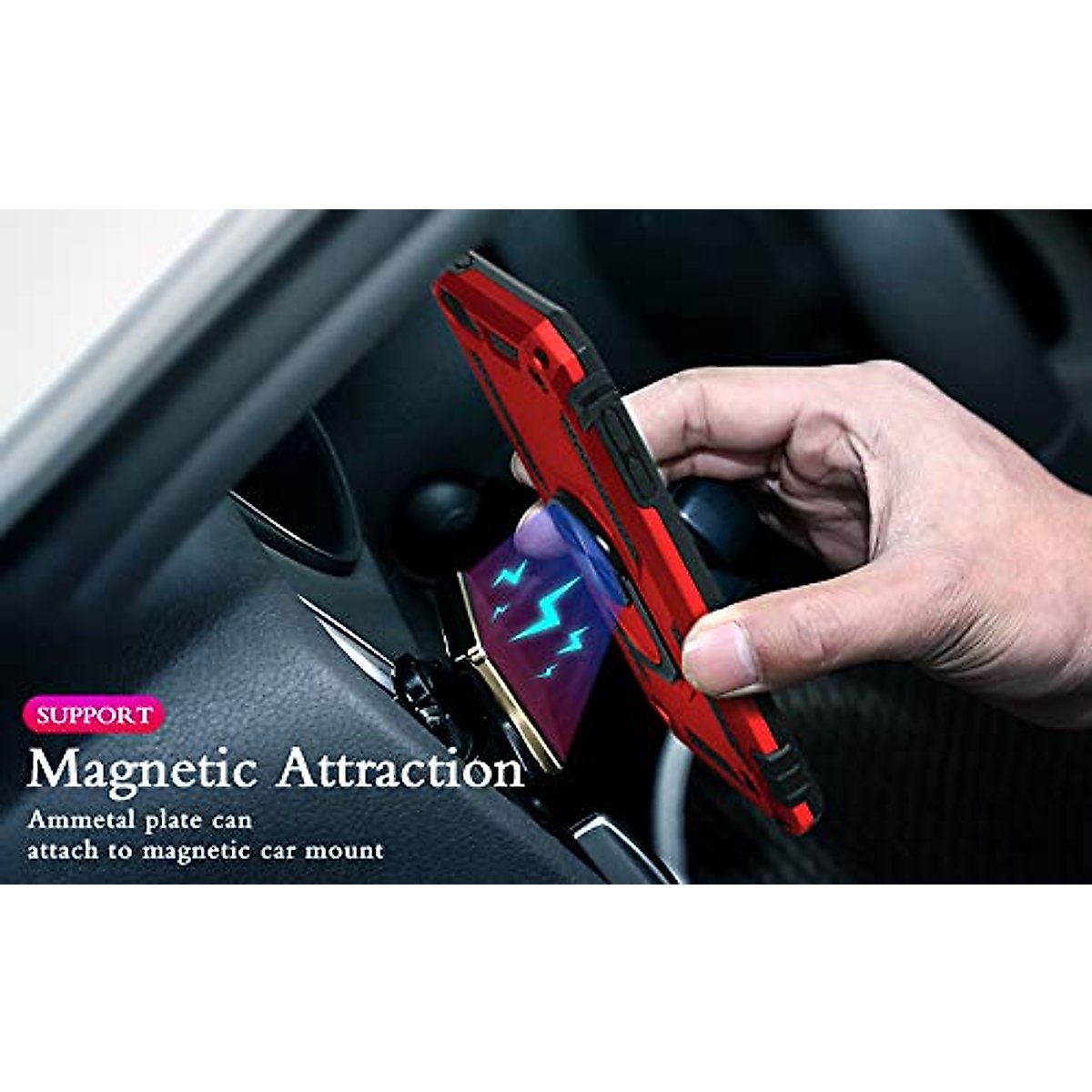 iPod Touch 7 Case, iPod Touch 6 Case with Car Mount,IDweel Hybrid Rugged Shockproof Protective Cover with Built-in Kickstand for iPod Touch 5 6 7th Generation, Red