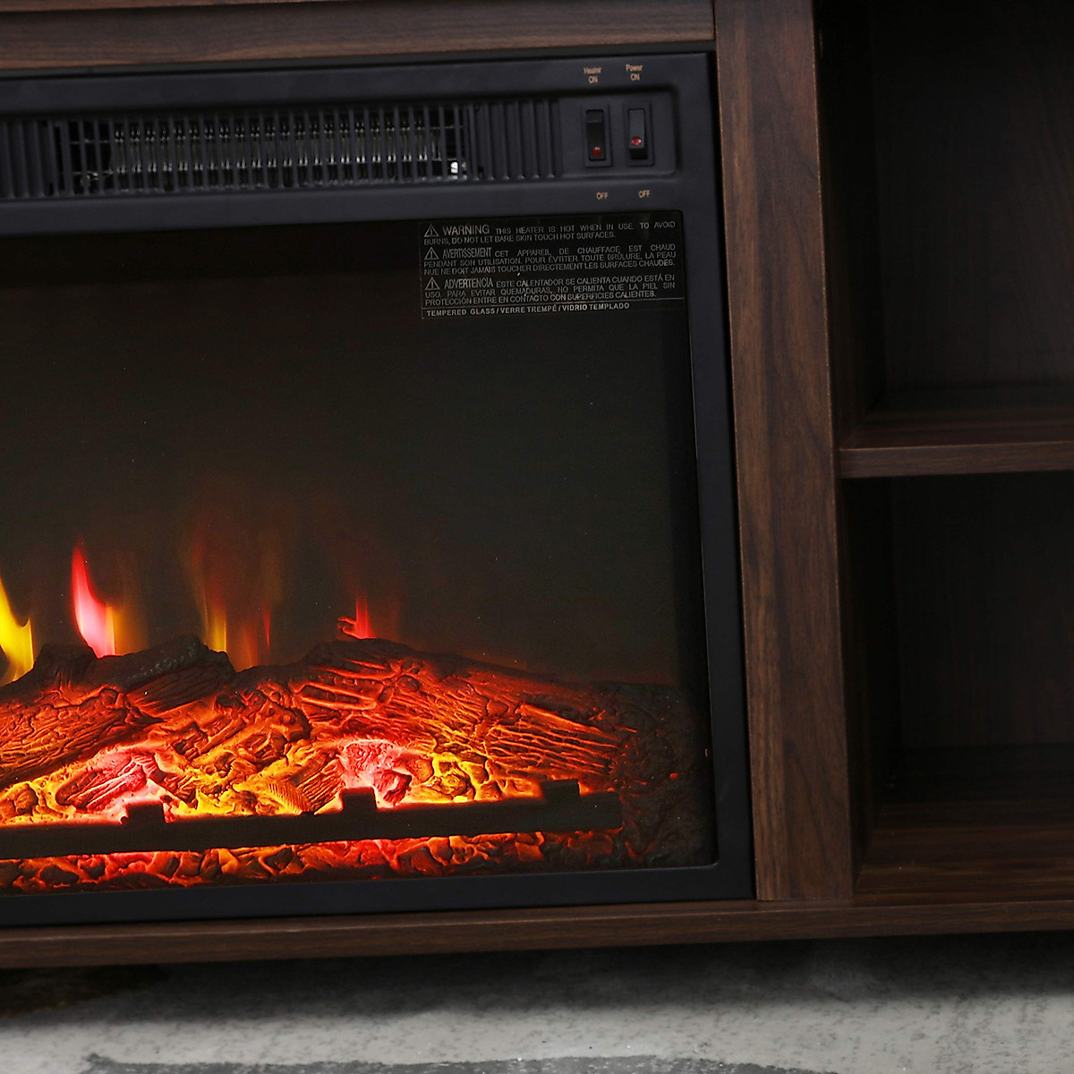 Top Space Electric Fireplace TV Stand Entertainment Center Corner Electric Fireplace Console Fireplace Heater for TVs up to 60",Wooden Electric Fireplace TV Stand,Rustic