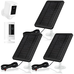 Ring Camera Solar Panels, Solar Panel Charger for Ring Stick Up Cam 2nd & 3rd Gen, Ring Spotlight Cam Battery, 5V 4.5W Output Super Fast Charging (3Pack-Black)