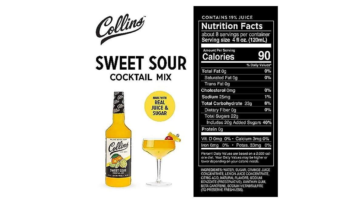 Collins Sweet and Sour Mix with Real Fruit Juice | Perfect for Cocktails