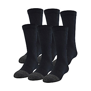 Under Armour Unisex-Child Performance Tech Crew Socks, Multipairs , Black (6-Pairs) , Small