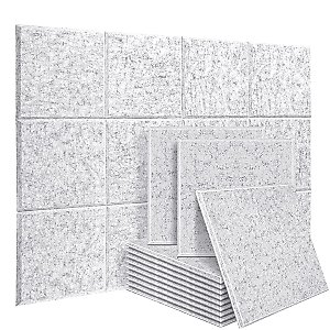 DEKIRU 12 Pack Acoustic Foam Panels, 12 X 12 X 0.4 Inches Soundproofing Insulation Absorption Panel High Density Beveled Edge Sound Panels (Normal version, Grey)