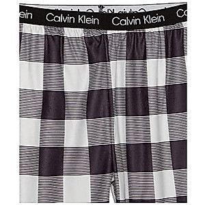 Calvin Klein Boys' Long Sleeve Tee Jogger Pajama Set, Black Buffalo Plaid