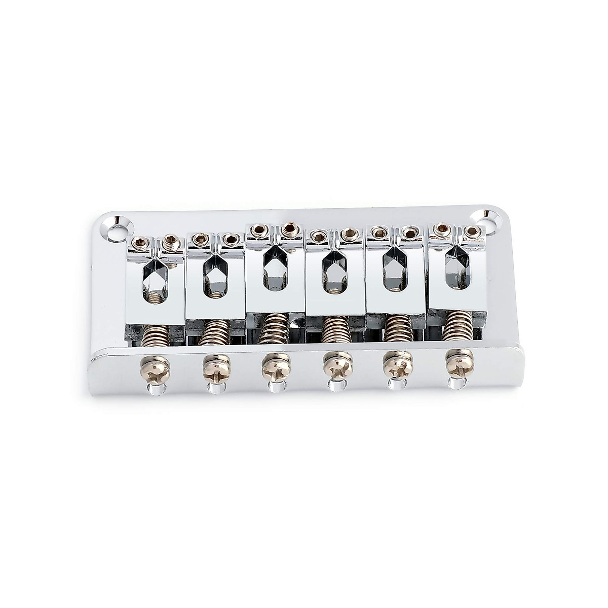 Metallor Top Load Guitar Bridge Tailpiece Fixed Hardtail Saddle Bridge Compatible with 6 String Fender Strat Tele Style Electric Guitar Parts Chrome.