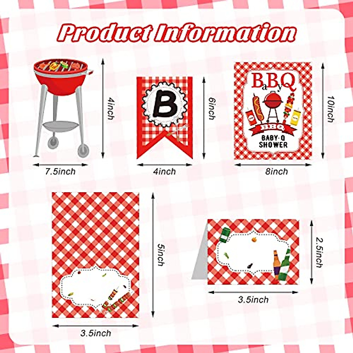 42 Pieces of BabyQ Baby Shower Party Decorations BabyQ Banner BabyQ Bar Sign Picnic Party Decorations BabyQ Food Tent Cards Label for Gender Reveal Picnic Barbecue Baby Shower Birthday Party Supplies