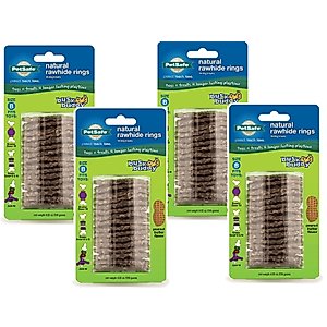 PetSafe (4 Pack) Busy Buddy Refill Ring Dog Treats for select Busy Buddy Dog Toys, Peanut Butter Flavored Natural Rawhide, Size B
