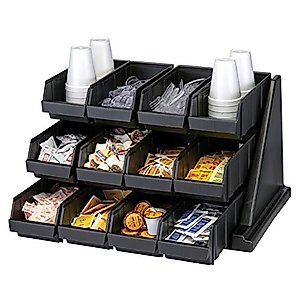 Cambro 12RS12110 Black Versa Self Serve Condiment Bin Stand Set with 3-Tier Stand and 12" Condiment Bins Case of 1