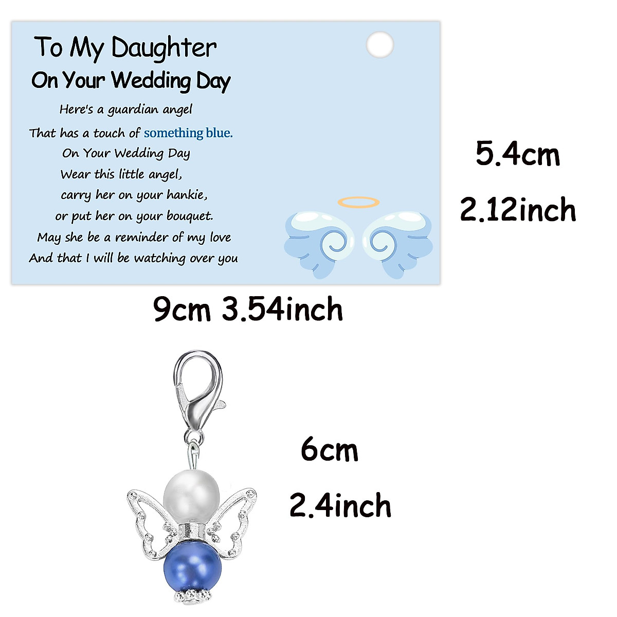 MKISHINE To My Daughter Card On Your Wedding Day Wedding Memorial, Memorial Gift,To my daughter on your wedding day, angel mom to bride gift, mom to bride gift, BLUE