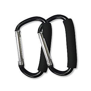 Baby Stroller Hooks Clips,Mommy Hook Stroller Accessory Clip,2Pcs Universal Mom Strollers Diaper Storage Bag Hooks Wallet Shopping Bags Spring Snap Keychain Clip Hook D Ring Spring Clips(Black)