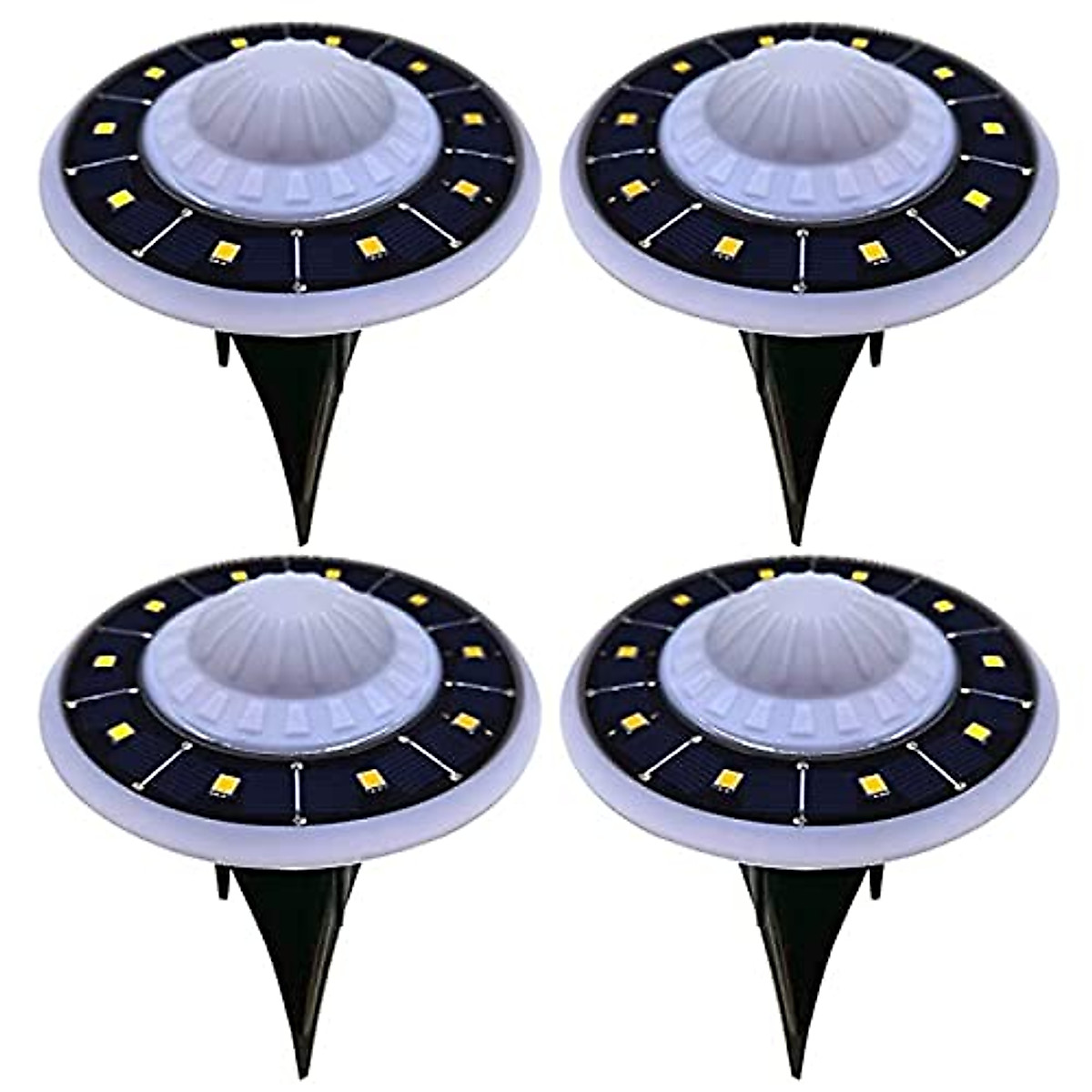 SLFC Solar Lawn Lights Outdoor, Waterproof Led Solar UFO Landscape Lights for Garden, Landscape, Path, Yard, Patio, Driveway, Walkway (4Pack)