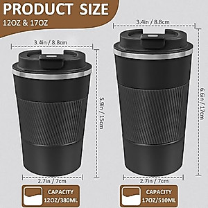 ATZNZIK 4 Pack Insulated Coffee Mug with Lid Travel Coffee Tumbler Stainless Steel Reusable Coffee Cups Thermal Coffee Mug for Hot and Iced Cold Drinks, 12oz