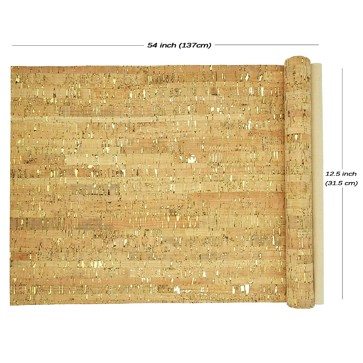 SorenCut Cork Fabric by The Yard for Sewing: Natural Cork and Gold Embellished Craft Fabric Sheet,Glitter Fabric Roll 12.5 * 54 Inch for Earrings and Other HandCrafts DIY Projects