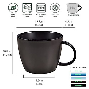 Matte Black Big Coffee Mug 30 oz Ceramic Tea Cup Extra Large Soup Bowl with Handle Microwave Safe, Gifts for Men Women Mom Dad Boyfriend Husband Wife or New Kitchen House Warming Presents