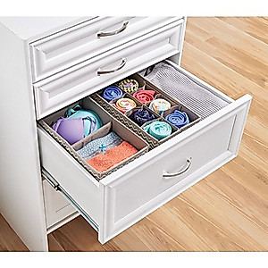 iDesign Chevron, 10 Compartments, InterDesign Fabric Dresser Drawer Storage Organizer for Underwear, Socks, Bras, Tights, Leggings-Set of 2, Taupe/Natural