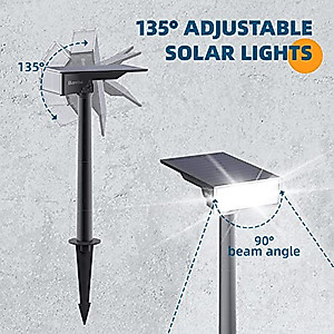 Barrina Solar Spot Lights Outdoor, 24 LEDs 6500K 3 Modes Led Garden Spot Lights Solar Powered, IP65 Waterproof, Auto ON/Off Outdoor Solar Light for Yard Driveway Lawn Patio Pathway, 2 Pack
