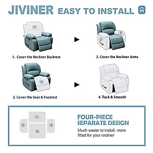 JIVINER Super Stretch Recliner Chair Covers 4 Pieces Sofa Slipcover for Reclining Chair Spandex Soft Recliner Slipcover with Pockets Recliner Furniture Protector (Recliner, Chocolate)