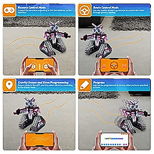 Amy&Benton Remote Control Robot Building Kit Stem Pink Robot Kit with APP for 8-16 Year Old Kids