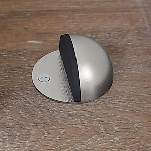 Stainless Steel Rubber Floor Mounted Hemisphere Door Stopper NYCO Architectural Hardware-Heavy Duty Door Bumper for Wall Protection- Modern Universal Door Slam Stopper-1.7”x 0.9" (Zinc/Satin Nickel)