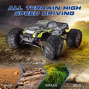HScopter RC Cars, 4WD Hobby Grade Off Road Remote Control Car 30+MPH Waterproof Monster Truck 1:10 All Terrain Electric Toy Vehicle Gift for Kid Adult