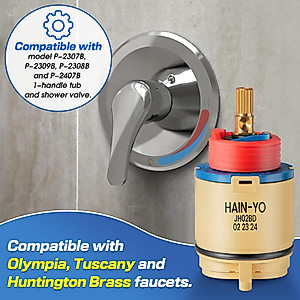 Enhon Pressure Balance Ceramic Disc Cartridge Replacement for OP-340009, Faucet Cartridge Replacement Compatible with Olympia Tub and Shower Valves