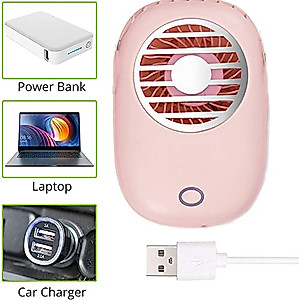 Mini Portable Fan Mini Hanging Neck Fan Quiet Personal Fan Handheld Fan for Home Office or Travel(Pink)
