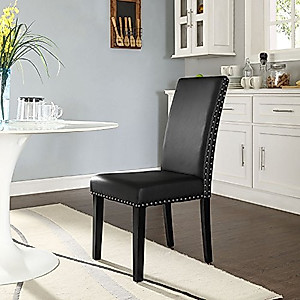 Modway Parcel Faux Leather Upholstered Parsons Dining Side Chair in Black