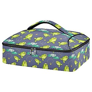 Kcldeci Insulated Thermal Food Carrier Insulated Casserole Carrier for Hot or Cold Food,Frogs Pattern Insulated Tote Bag for Potluck Cookouts Parties Picnic,Lasagna Lugger