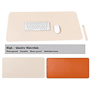 Dual Sided Leather Desk Pad,PU Desk mat,Waterproof Desk Protector,Desk Mouse Pad for Office/Home/Gaming/Decor(Apricot+Orange,23.6"x 11.8")