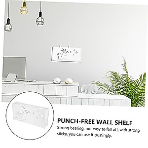 Amosfun 1pc Box STB Stand Router Wall Mount tv with Wall Mount Floating Wall Shelves Floating DVD Shelf Wall Storage Stand Wall-Mounted Rack Television Bracket Hole-Free Frame Ledge WPC