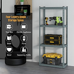 Goplus 4-Tier Metal Shelving Unit, Heavy Duty Wire Storage Rack with Anti-Slip Foot Pads, Height Adjustable Shelves for Warehouse, Kitchen, Living Room, Garage, 12" D x 27.5" W x 60" H