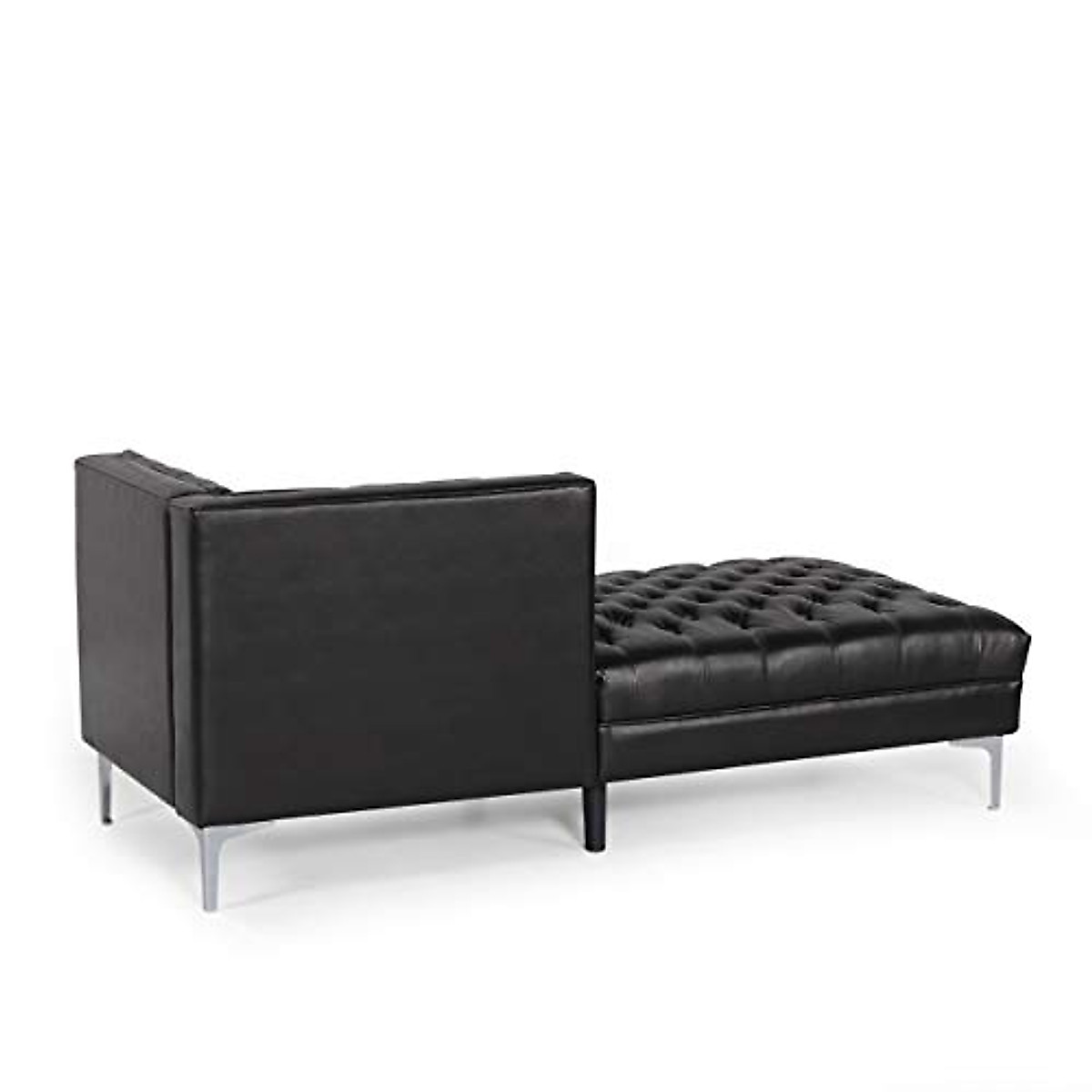 Christopher Knight Home Tignall Chaise Lounge, Midnight Black + Silver