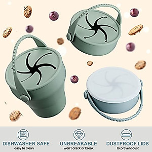 2 Pcs Snack Cups for Toddlers 12oz Collapsible Cup Toddler Cups Spill Proof Toddler Snack Cups Baby Silicone Snack Cup No Spill Bowls for Toddlers Infant Snack Containers (Blue, Green)