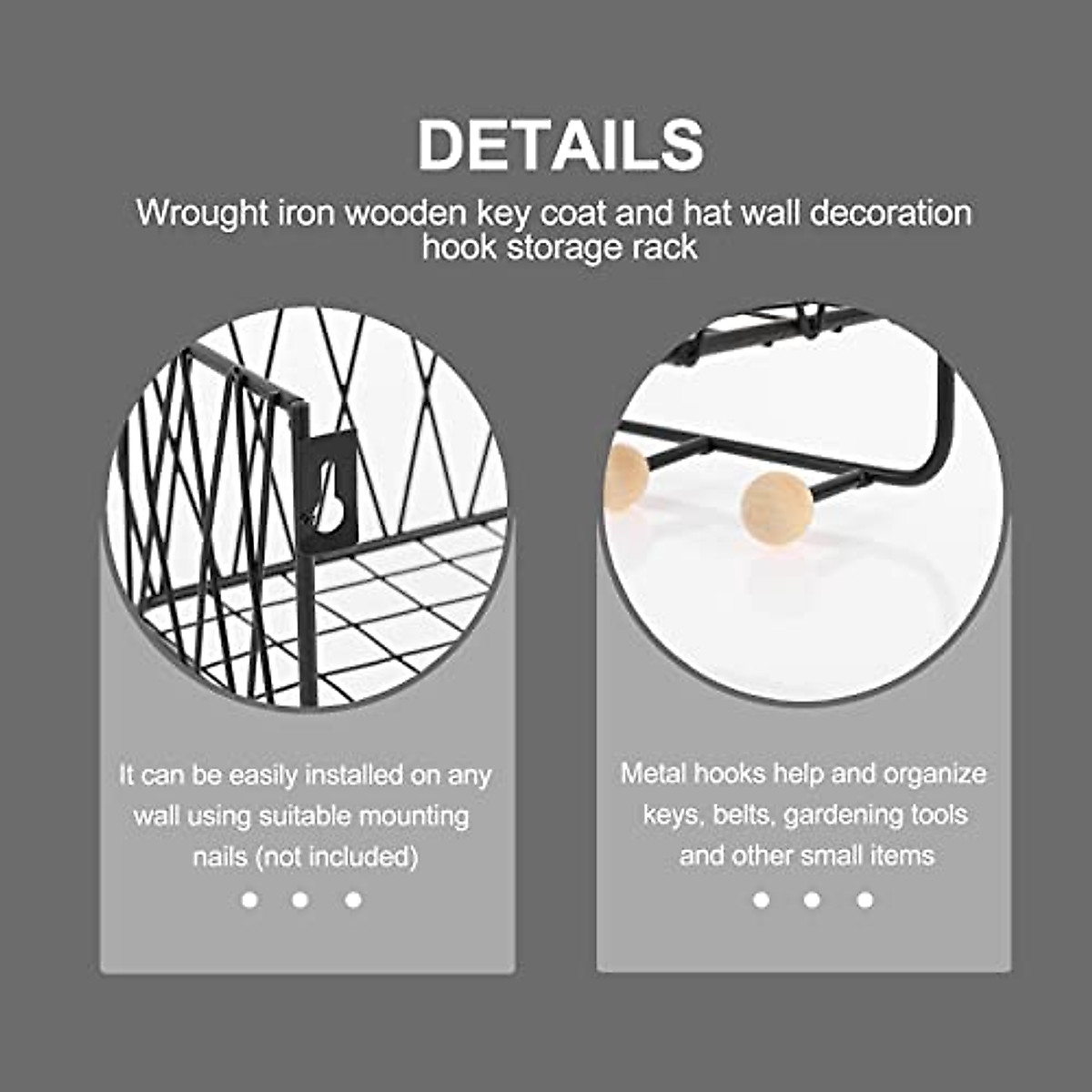 FOMIYES White Wall Decor Hanging Storage Rack Hole- Free Storage Shelf Hanging Clothes Storage Organizer Wardrobe Hanging Rack for Home Closet Wardrobe Use Black Key Hanger