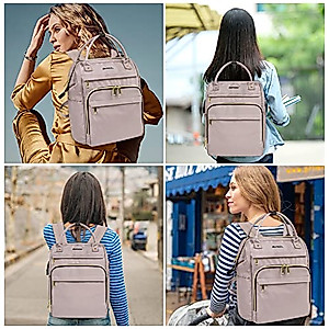 EMPSIGN Laptop Backpack for Women 15.6 Inch Travel Work Backpack, 35L Waterproof Backpack Pures with USB Port &amp; RFID Blocking, Largre Capacity Casual College Backpack, Grey Pink