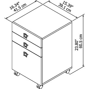 Bush Business Furniture Echo 3 Drawer Mobile File Cabinet, Pure White