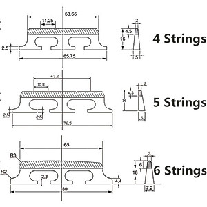 Banjo Bridge, Banjo Standard Wooden Bridge Banjos Accessories (5 Strings, Maple Ebony)